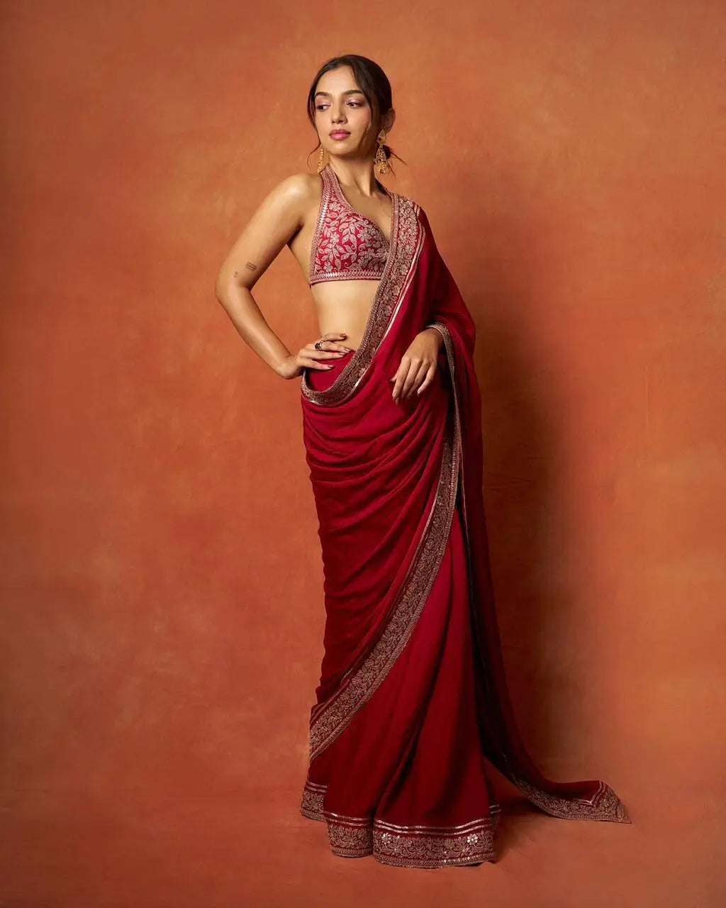Premium Embroidered Satin Silk Saree | Hansh Couture